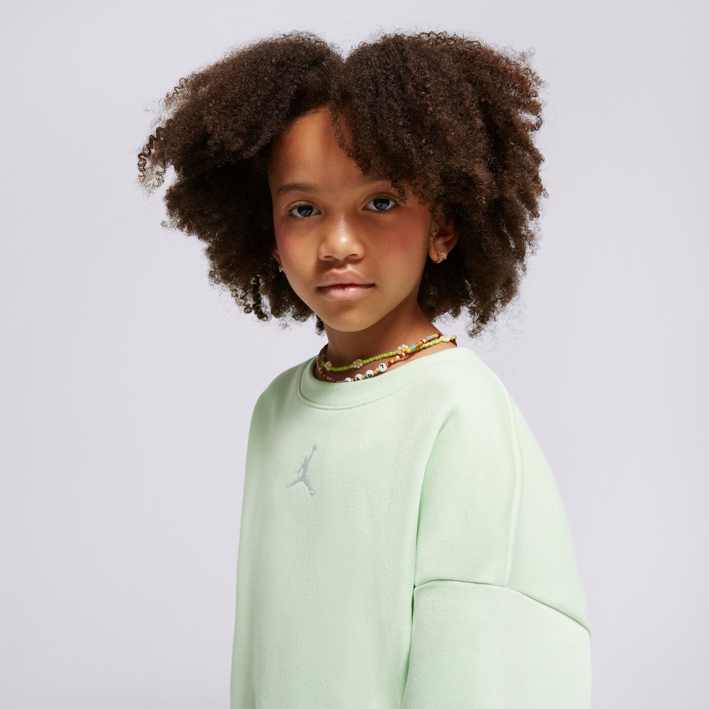 JORDAN MIKINA ICON PLAY OVERSIZED CREW GIRL 45C387-E2E | barva Zelená ...