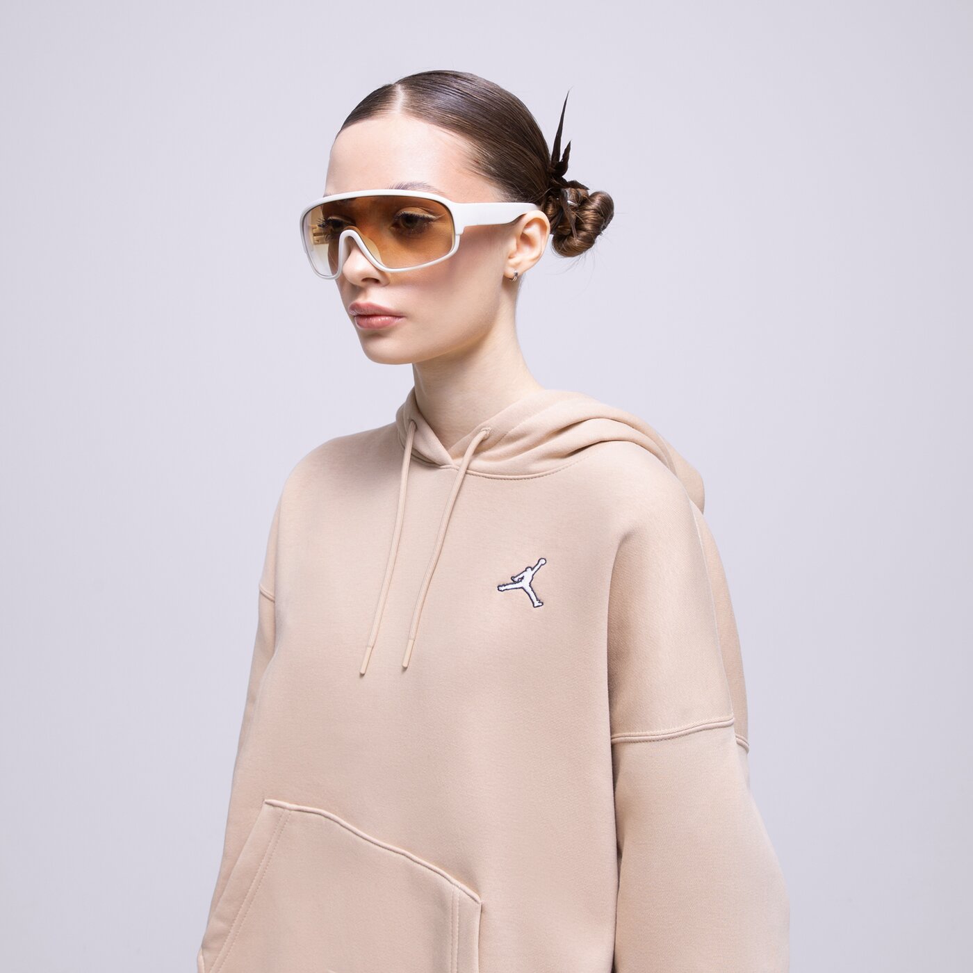 JORDAN MIKINA S KAPUCÍ W J BRKLN FLC PO DQ4458-277 | barva BÉŽOVÁ ...